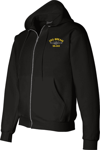 USS Bream SS-243 with Dolphins Embroidered Zippered Hoodie - Submarine ...