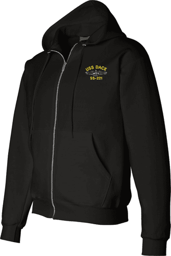 USS Dace SS-247 with Dolphins Embroidered Zippered Hoodie - Submarine ...