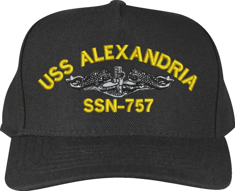 Uss Alexandria Ssn 757 With Dolphins Custom Embroidered Cap Submarine
