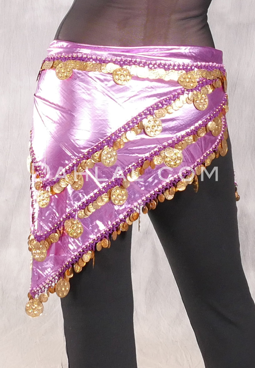 Three Row Egyptian Coin Hip Scarf With Multi-Sized Coins - Metallic ...