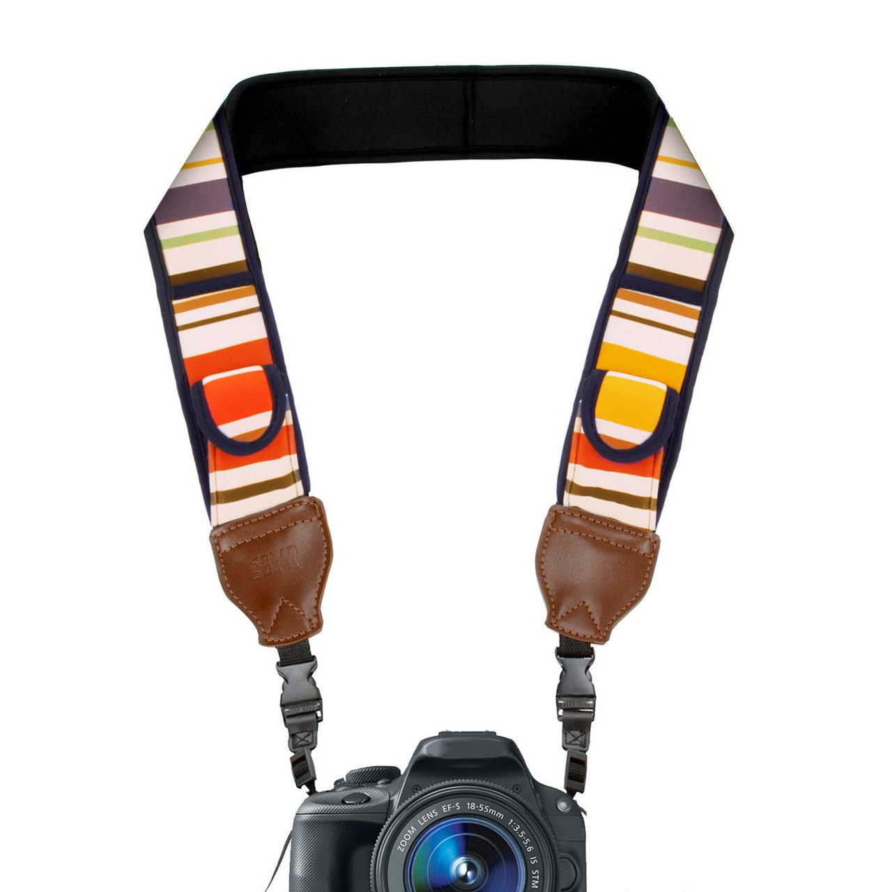 TrueSHOT Camera Strap w/ Vintage Striped Neoprene , Quick Release Clips ...
