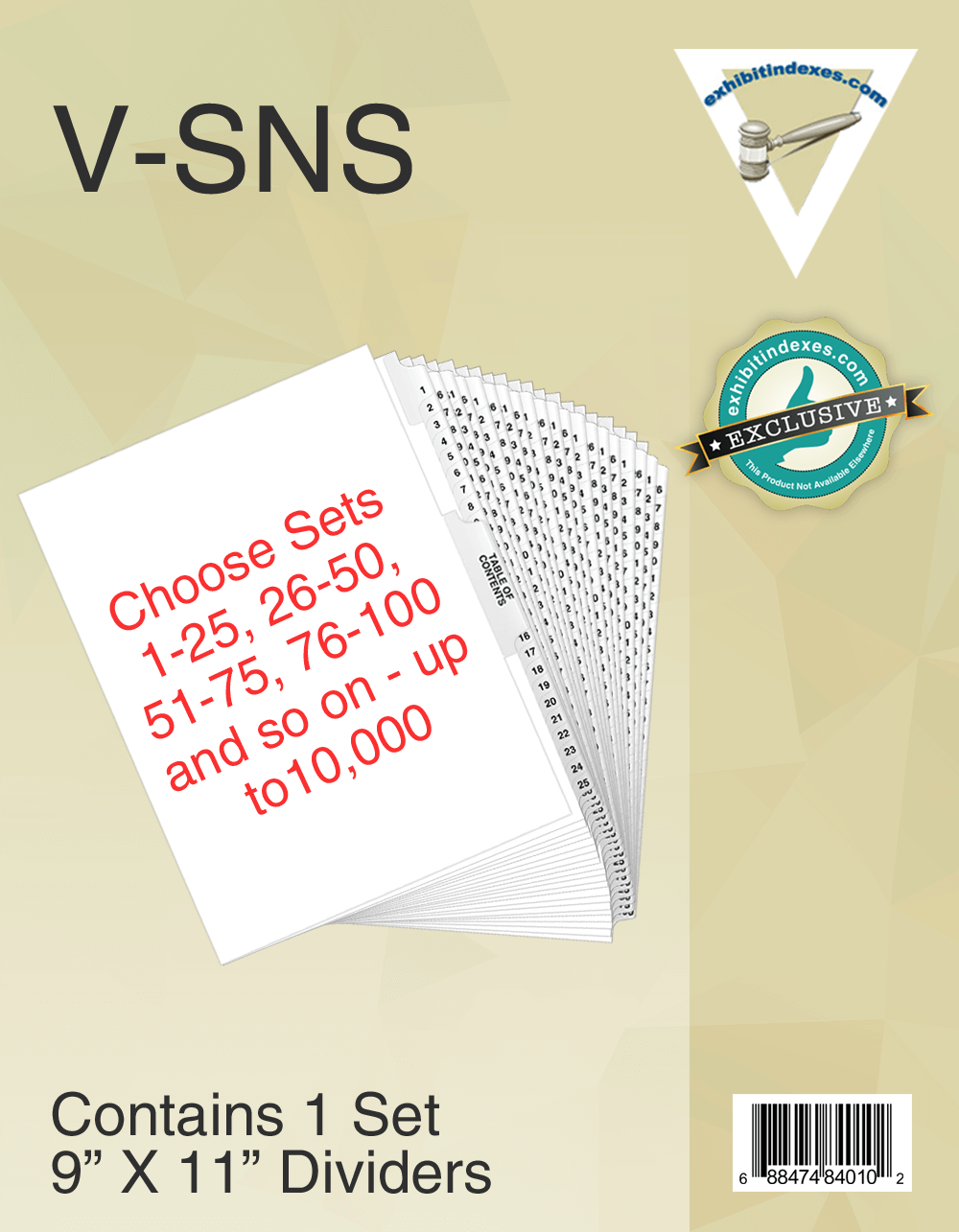Legal Exhibit Dividers, Stickers, & Tabs - Exhibit Indexes