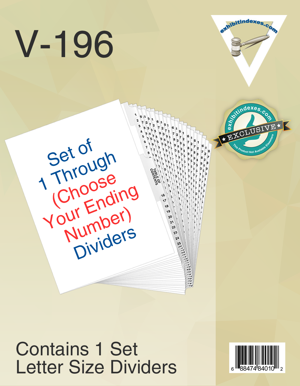 Legal Exhibit Dividers, Stickers, & Tabs - Exhibit Indexes