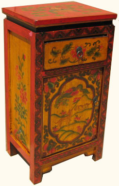 Oriental Furniture Warehouse Oriental End Table with Floral Landscape ...