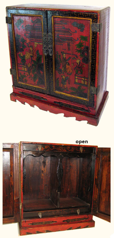 Oriental Furniture Warehouse Cabinet in Asian Hand Painted Elmwood for ...