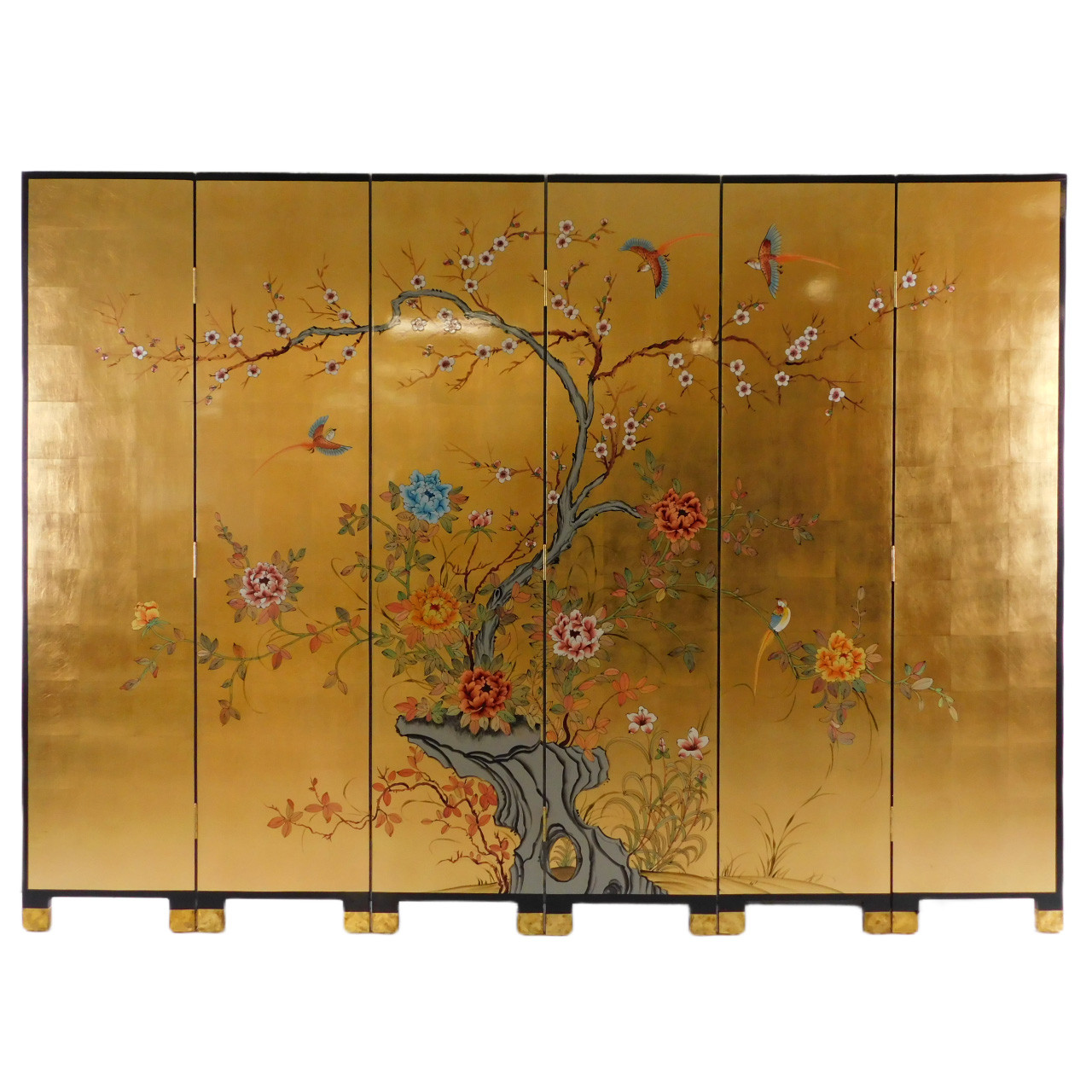 Oriental Six Panel Gold Leaf Room Divider - Oriental Furniture ...
