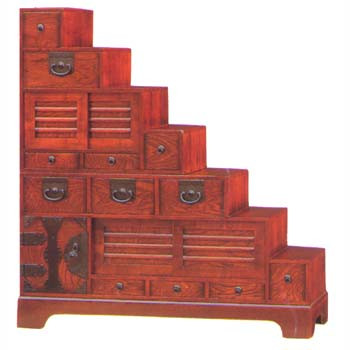 Oriental Furniture Warehouse Asian Step Tansu Cabinet in Elmwood For ...