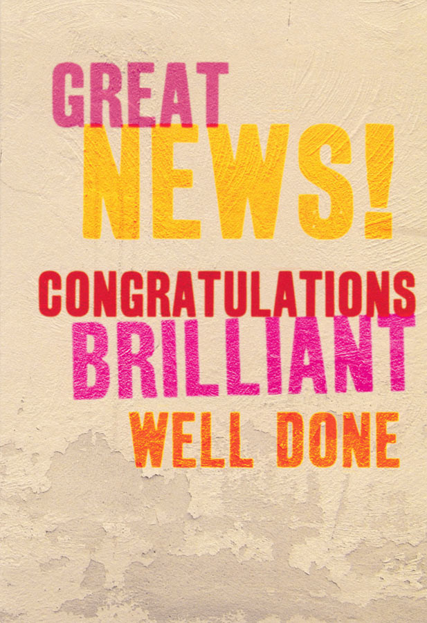 Congratulations Card - Great News - Word Up! - CardSpark
