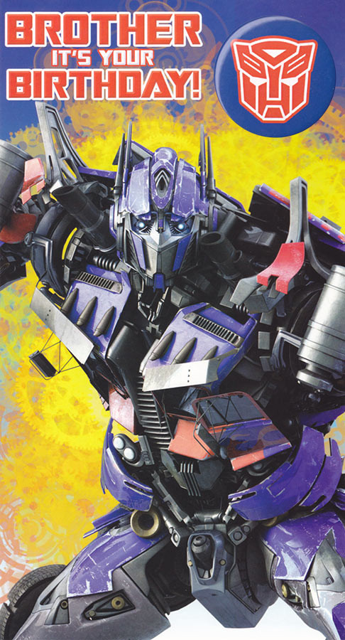 Transformers - Brother Birthday Card With Badge - CardSpark