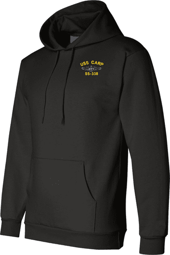 USS Carp SS-338 with Dolphins Embroidered Hoodie - Submarine Gear