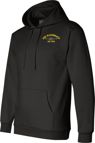 USS Razorback SS-394 with Dolphins Embroidered Hoodie - Submarine Gear