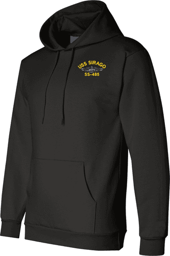 USS Sirago SS-485 with Dolphins Embroidered Hoodie - Submarine Gear