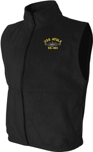 USS Atule SS-403 with Dolphins Embroidered Fleece Vest - Submarine Gear