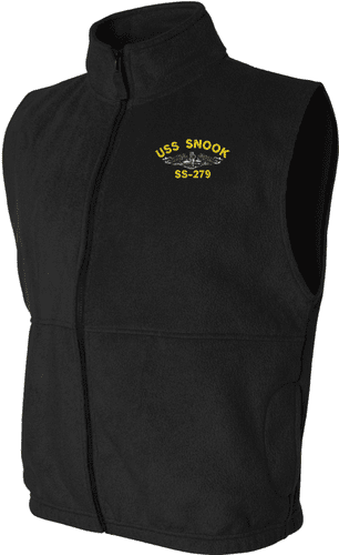USS Snook SS-279 with Dolphins Embroidered Fleece Vest - Submarine Gear