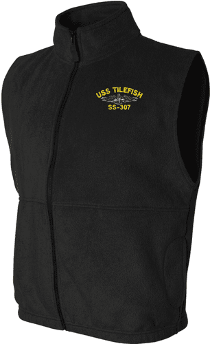 USS Tilefish SS-307 with Dolphins Embroidered Fleece Vest - Submarine Gear