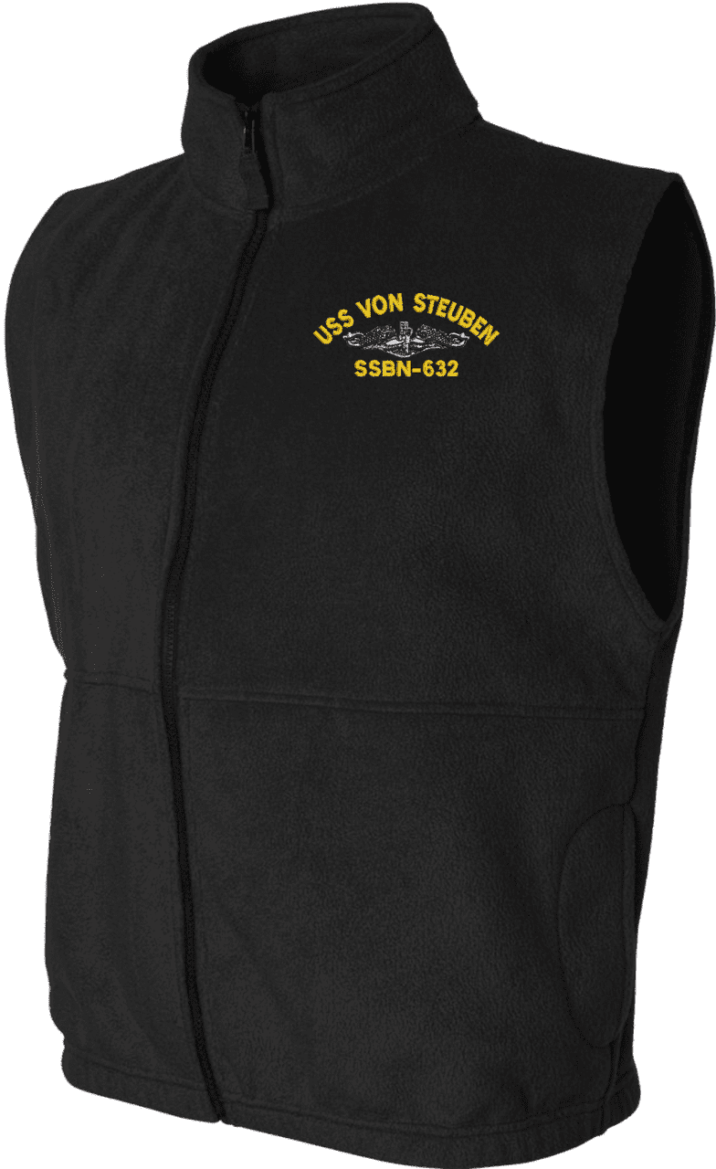 Uss Von Steuben Ssbn 632 With Dolphins Embroidered Fleece Vest Submarine Gear