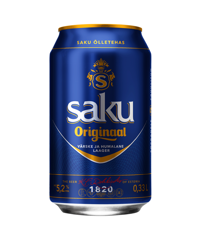 Saku Originaal Beer 5.2% 330ml cans (case of 24) - Euro Drinks