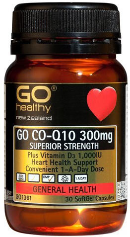 GO Healthy GO Co-Q10 300mg Plus Vitamin D3 Capsules 30