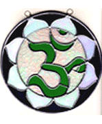 Stained Glass Aum - Green with Purple Outline - Inner Path