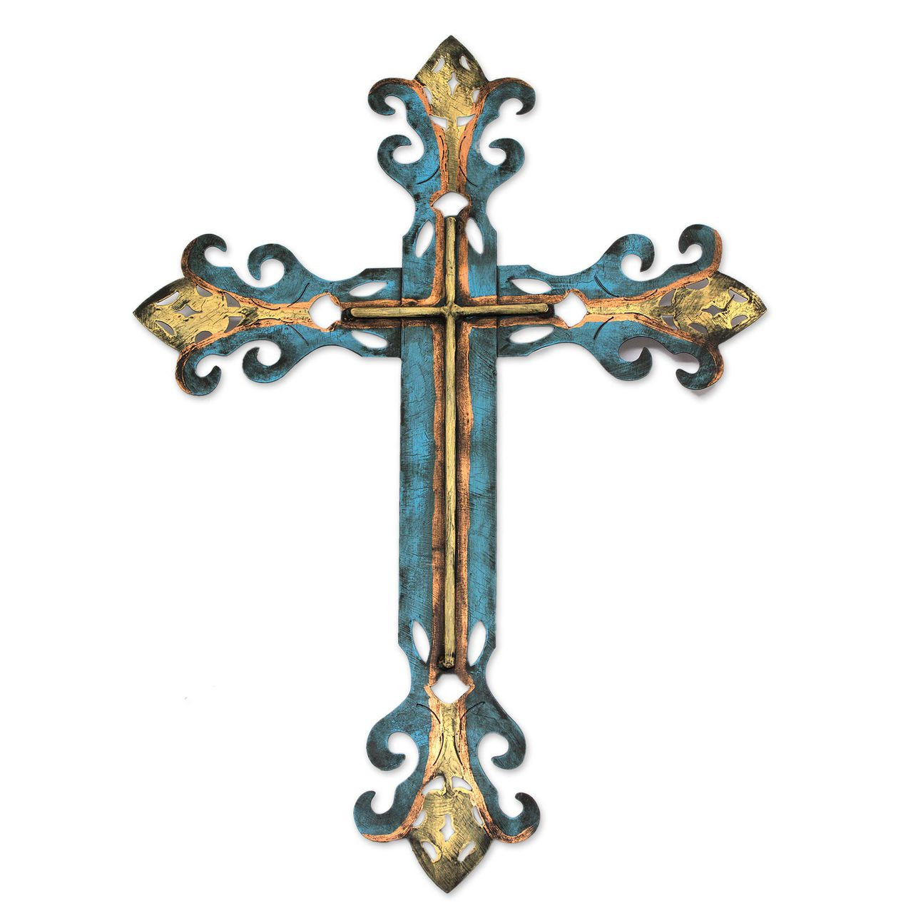 Royal Cross - Handcrafted Blue Religious Cross - Inner Path