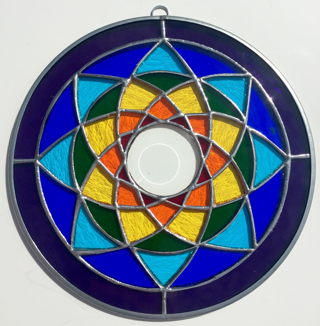 Rainbow Stained Glass Chakra Yantra Mandala