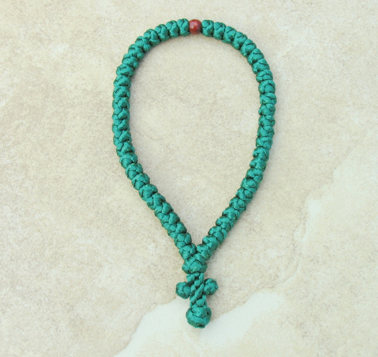 50-Knot Greek Prayer Rope - Forest Green Satin - St. Paisius Monastery ...