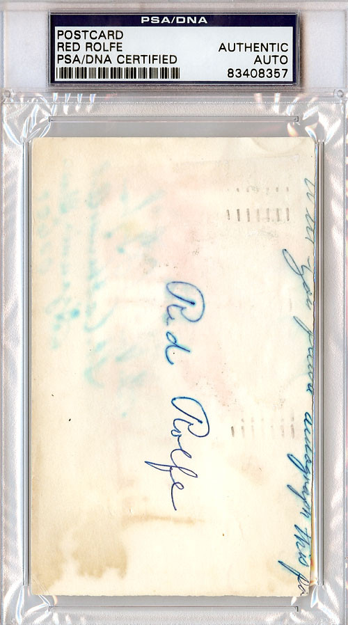 Red Rolfe Autographed 3x5 Index Card PSA/DNA #83408357 - Mill Creek Sports