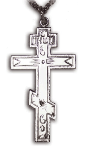 008217 Three-bar Cross, sterling silver, large, chain included ...