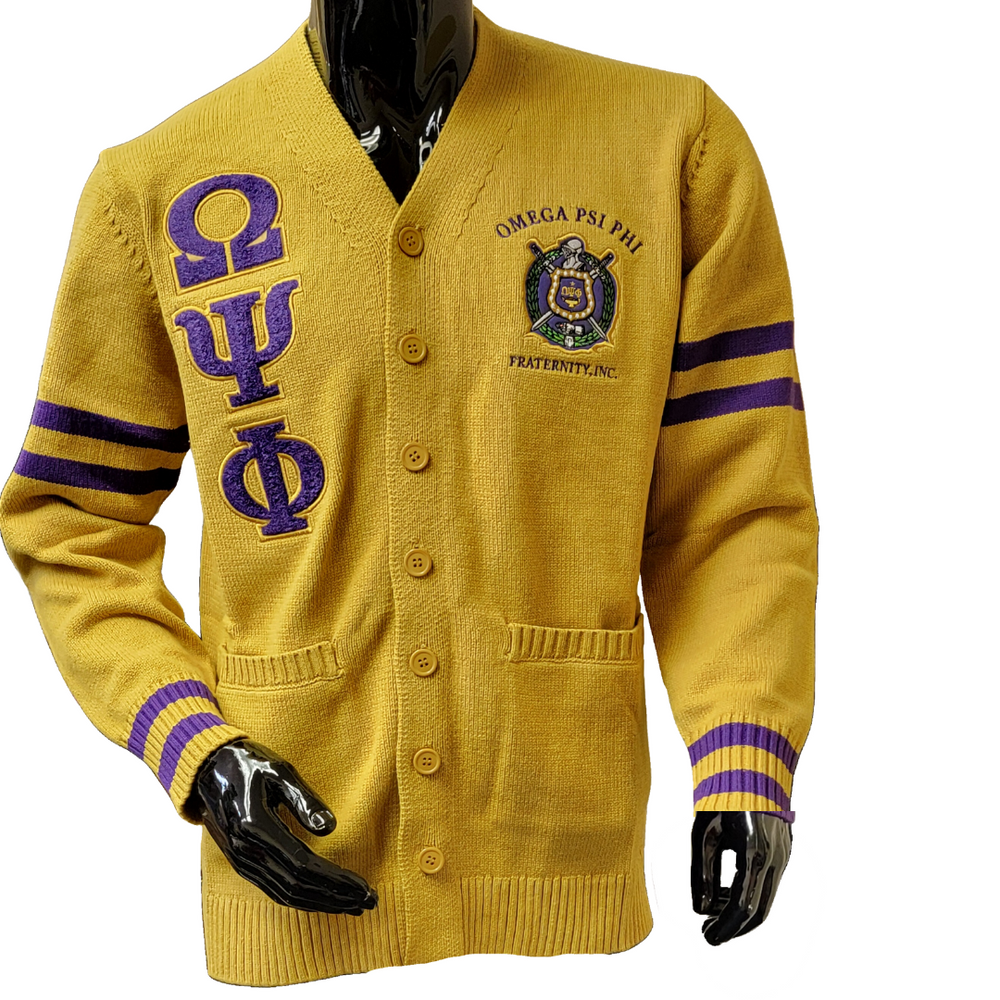 Omega Psi Phi Fraternity Varsity Cardigan-Gold