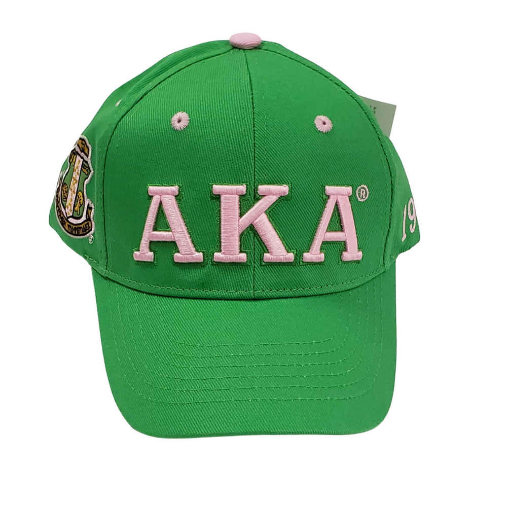 Alpha Kappa Alpha AKA Sorority Three Greek Letter Baseball Hat- Green ...