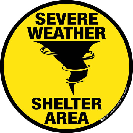 Severe Weather Shelter Area Floor Sign Yellow Floor Sign