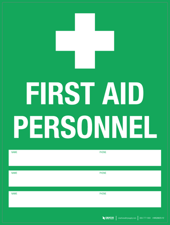 First Aid Personnel Wall Sign | Creative Safety Supply