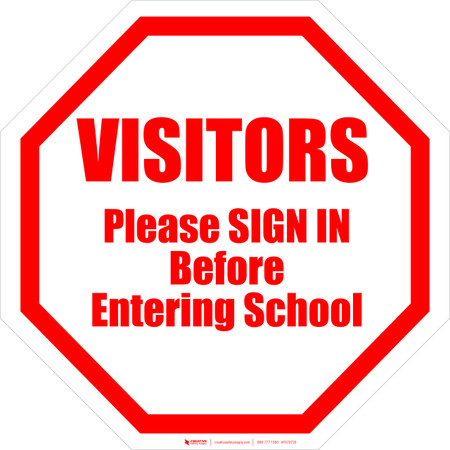 Visitors Please Sign In Before Entering School Floor Signs