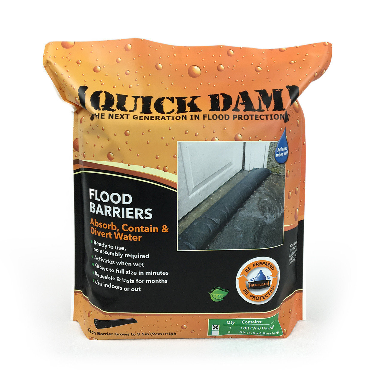 Quick Dam 10' Water Activated Flood Barrier- 1 Pack - WindStorm Products®