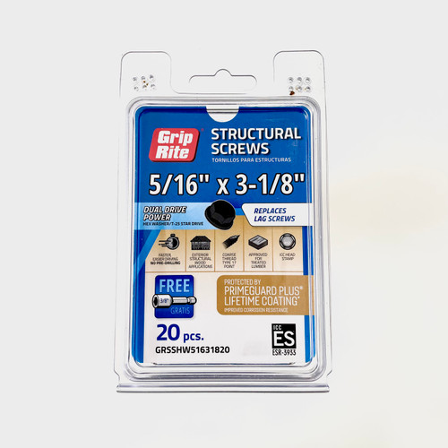 Grip Rite Structural Screws | 5/16 x 3-1/8"