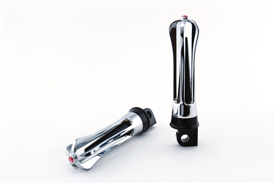 Wireframe Foot Pegs Chrome on Black - Battistinis Custom Cycles Shop