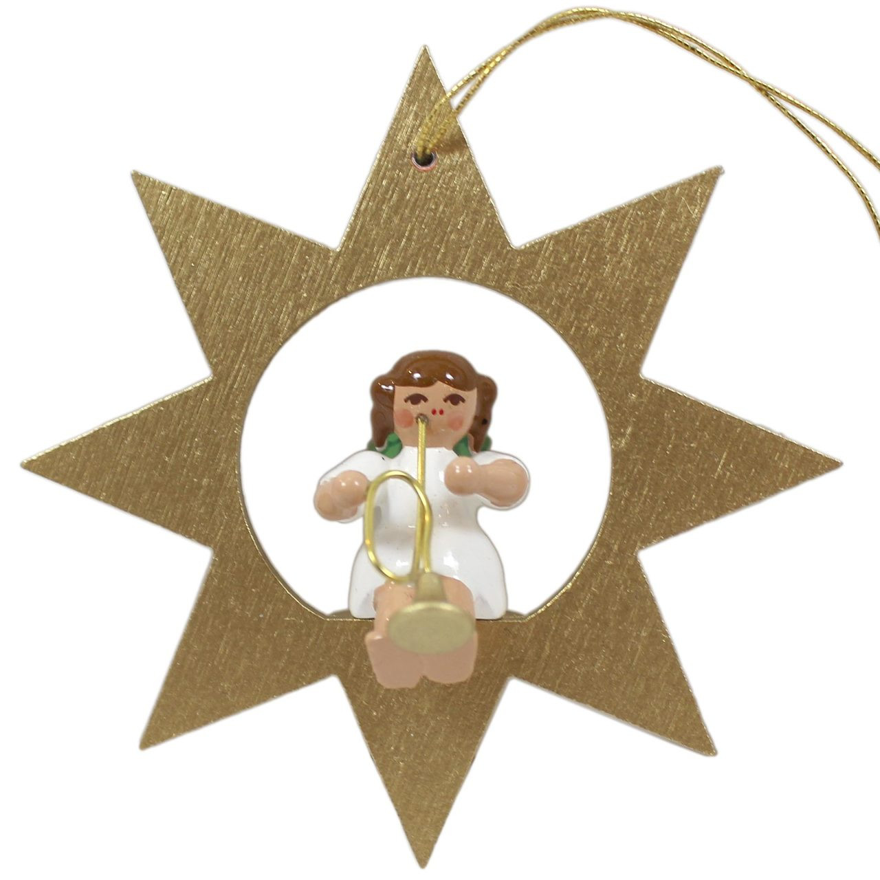 Richard Glässer – German Gold Star Angel Trumpet Christmas Ornament