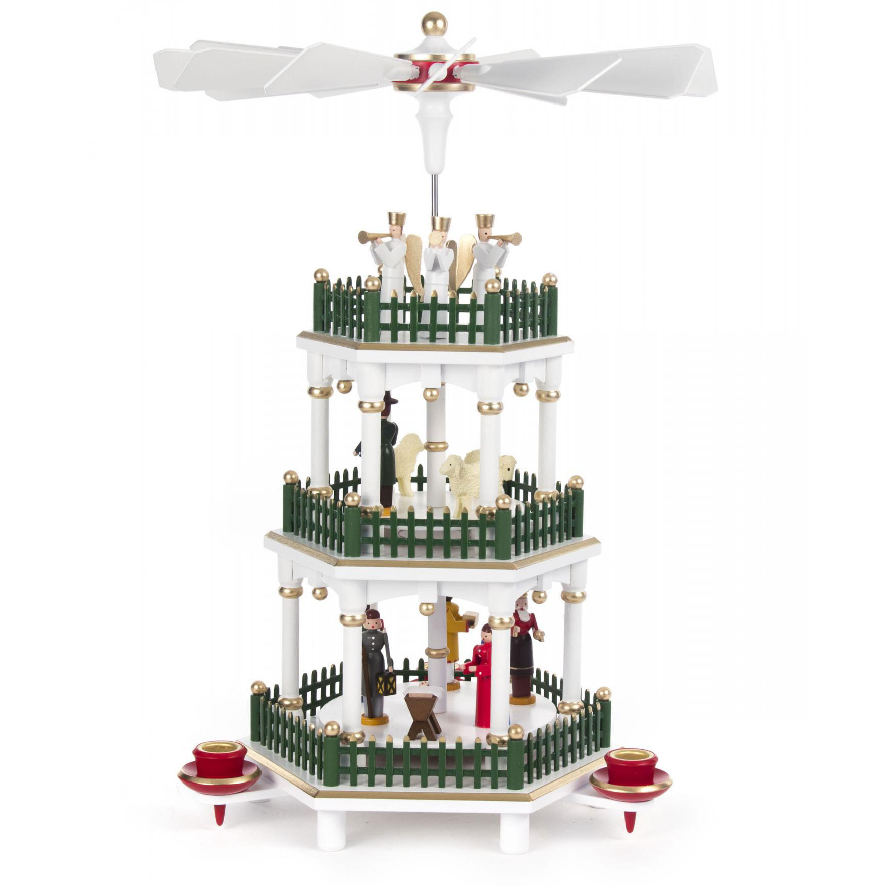 Christmas German Pyramid White Color Carousel 3 Level