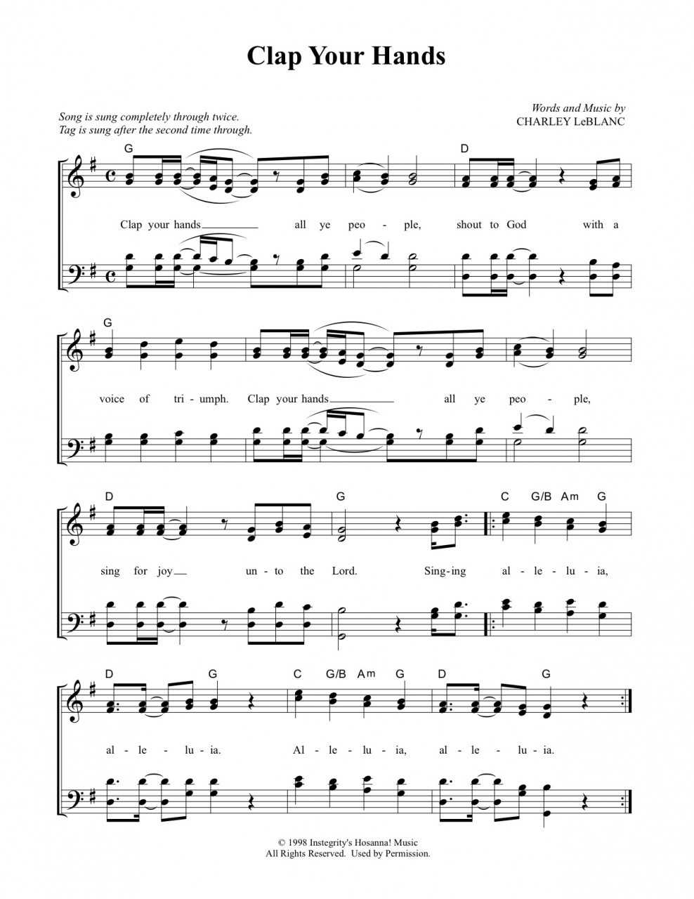 Clap Your Hands Sheet Music - fearless4You.com