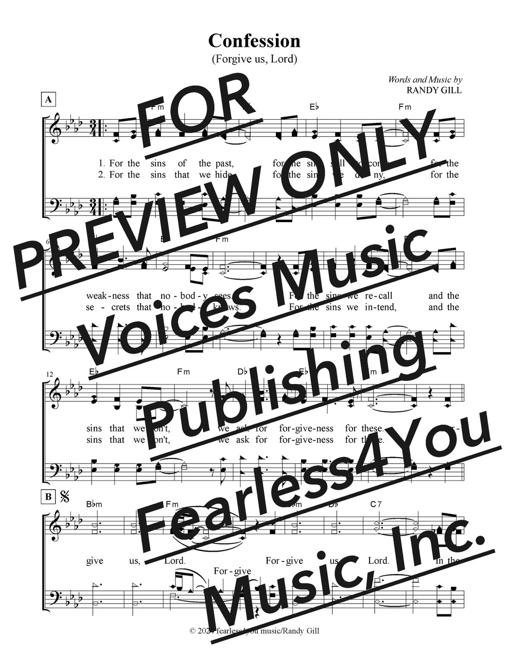 Confession (Randy Gill, Sheet Music) - fearless4You.com