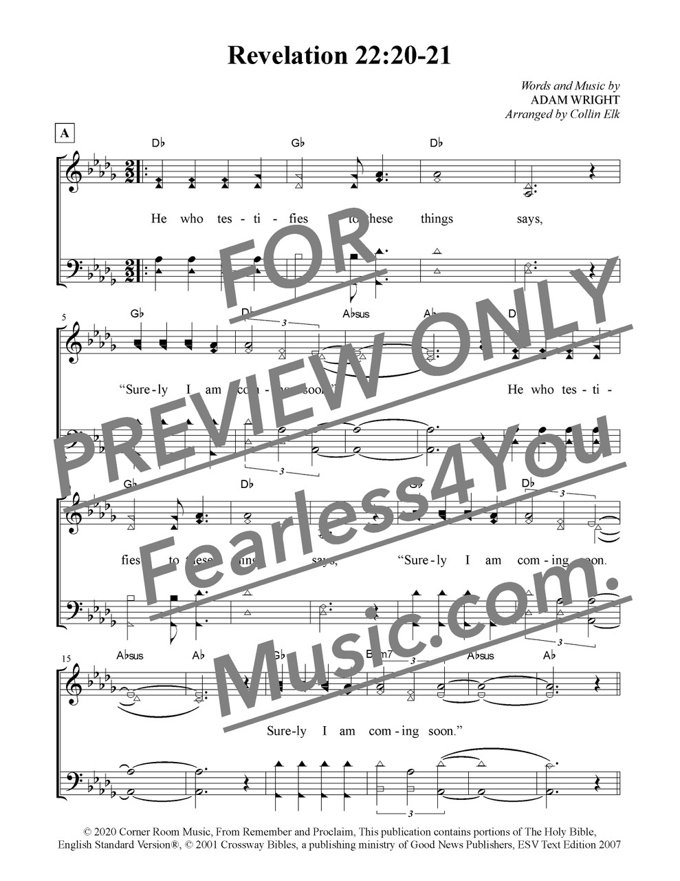 Revelation 22 20-21 Sheet Music - fearless4You.com