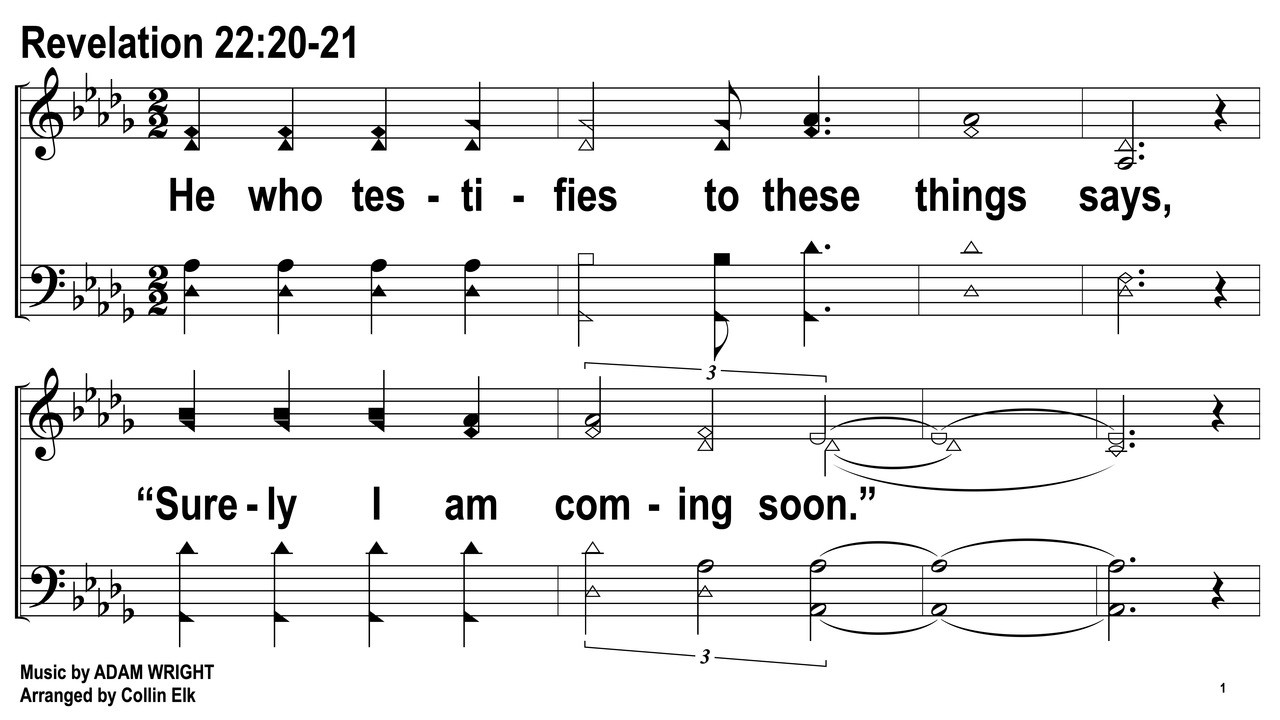 Revelation 22 20-21 Song Slides - fearless4You.com