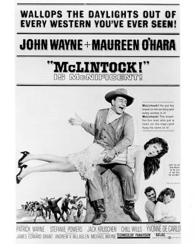 McLintock 1963 John Wayne spanks Maureen O'Hara movie poster art 8x10 photo - The Movie Store
