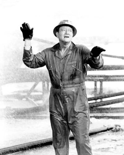 John Wayne in his firefighter helmet & jumpsuit 1968 Hellfighters 8x10 ...