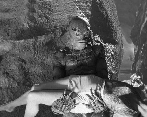 Revenge of the Creature Gill Man carries Lori Nelson into cave 8x10 ...