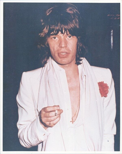 Mick Jagger classic 1970's in white suit holding cigarette 8x10 inch ...