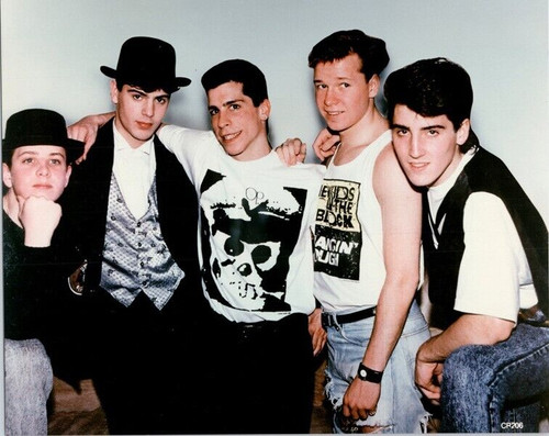 New Kids on The Block the guys line-up aat press call 1980's 8x10 inch ...