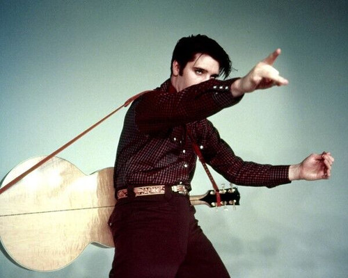 Elvis Presley classic 1950's pose gyrating hips guitar on shoulder 8x10 ...