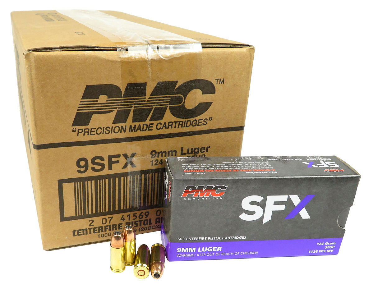 9mm 9x19 Ammo 124gr SFHP PMC SFX (9SFX) 1000 Round Case ...