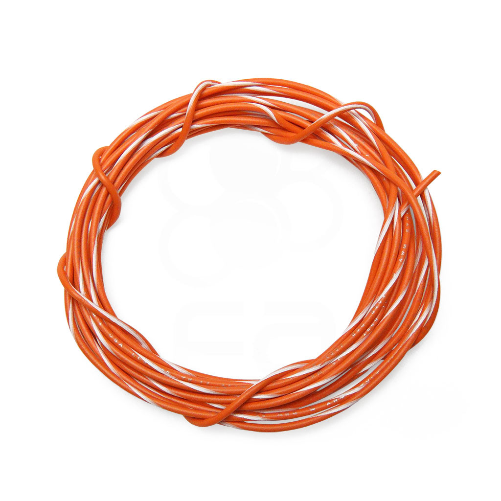22 AWG Wire By-The-Foot: Orange/White Stripe - Focus Attack